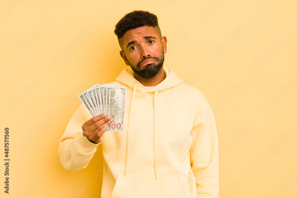 afro cool man feeling sad and whiney with an unhappy look and crying ...