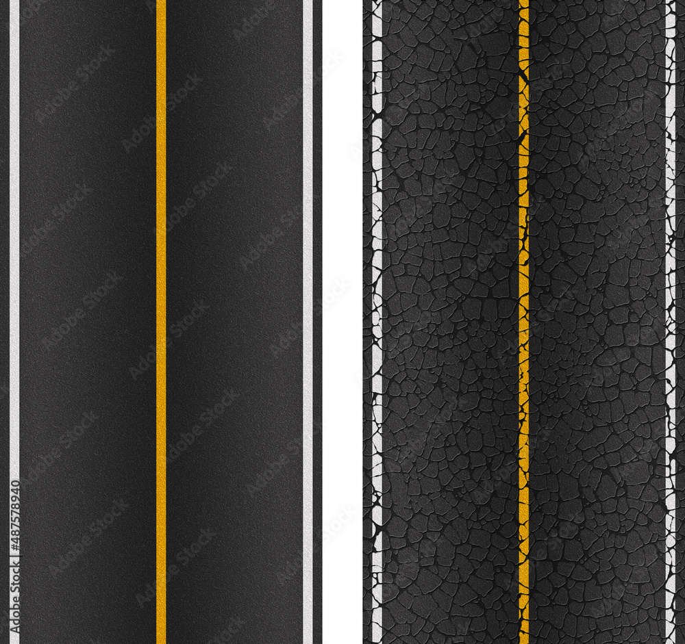 Two options for the texture of the road, new and old cracked. With ...