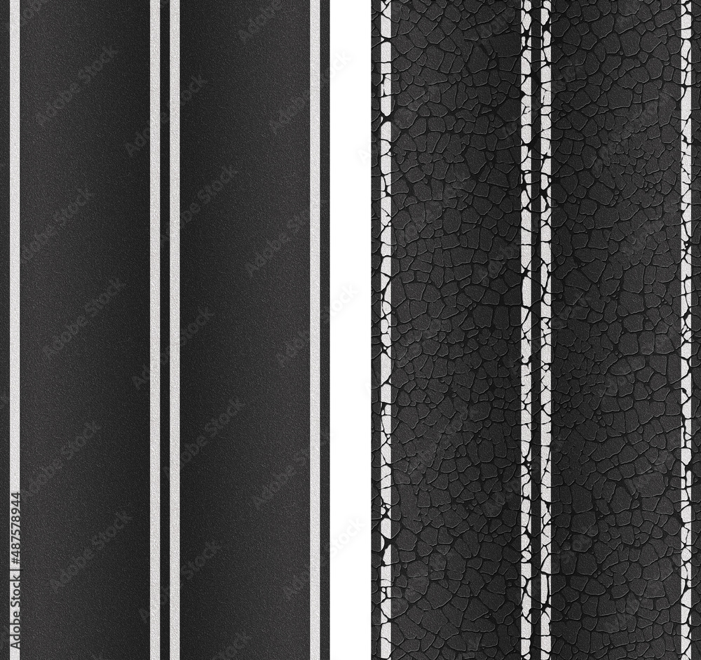 Two options for the texture of the road, new and old cracked. With ...