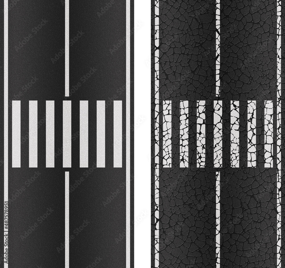 Two options for the texture of the road, new and old cracked ...