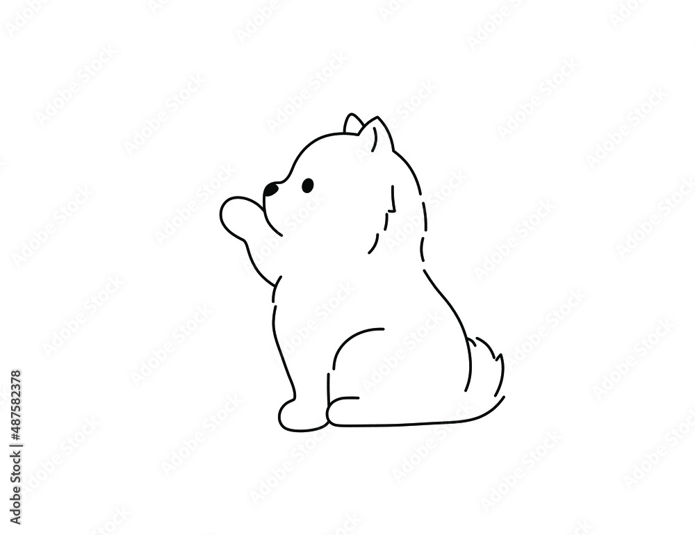 Vector isolated cute cartoon small puppy dog giving a paw colorless ...