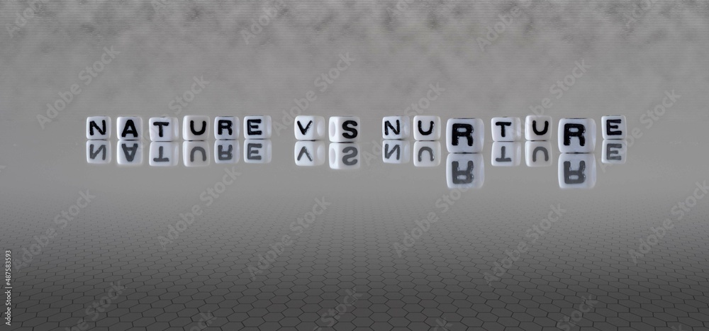 nature vs nurture word or concept represented by black and white letter ...