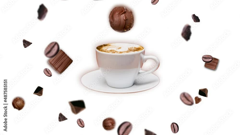 Minimal motion design graphic 4k food animation. Chocolate crumbs and ...