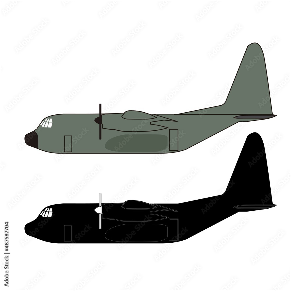 military cargo plane side view Stock Vector | Adobe Stock