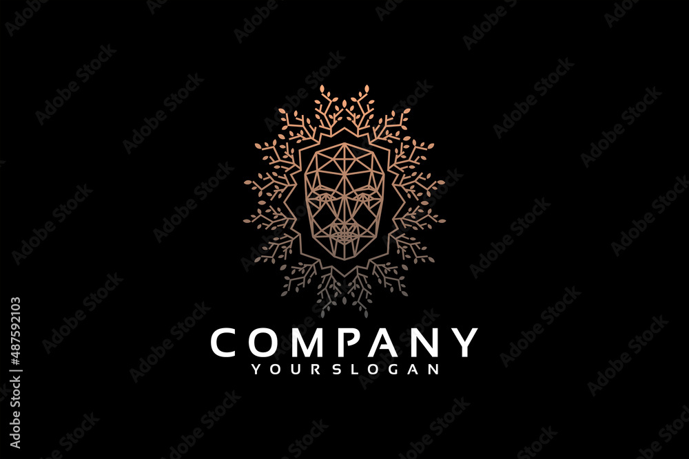 creative mask logo with line art, reference logo for your business ...