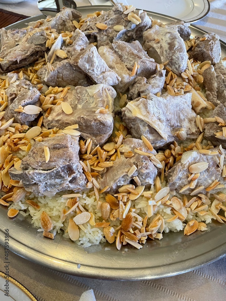 Mansaf traditional Arabic food Stock Photo | Adobe Stock