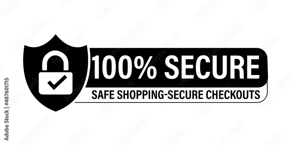 100% Secure, Safe shopping-secure checkouts vector icon with pad lock ...