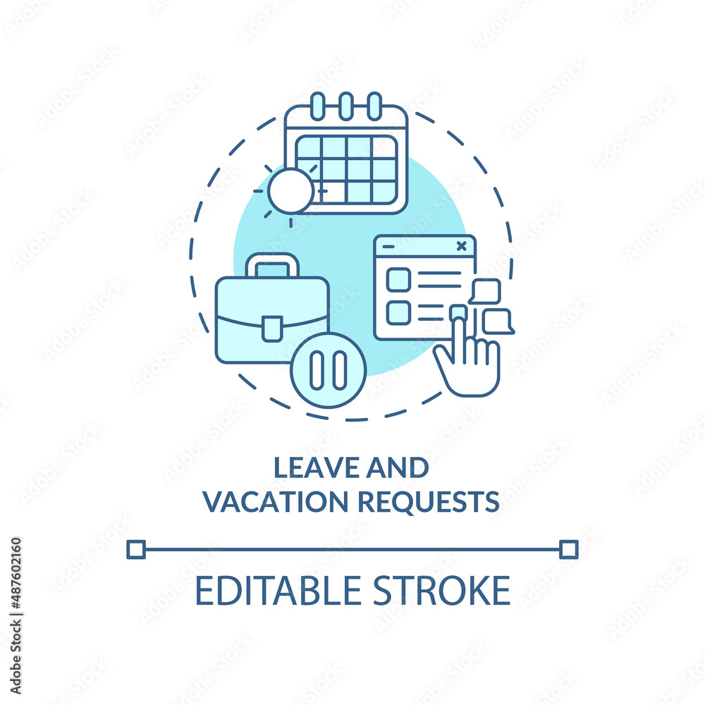 Leave and vacation requests turquoise concept icon. Automation in ...