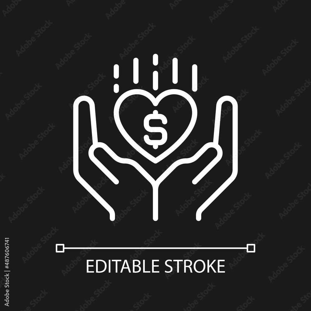 Philanthropy pixel perfect white linear icon for dark theme ...