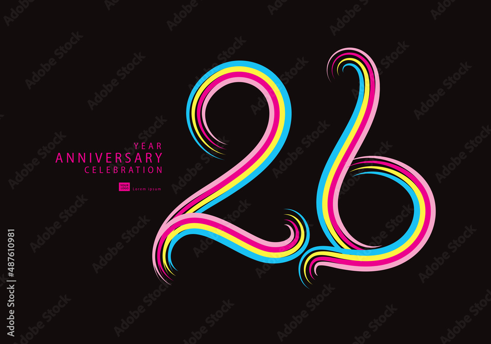 26 years anniversary celebration logotype colorful line vector, 26th ...