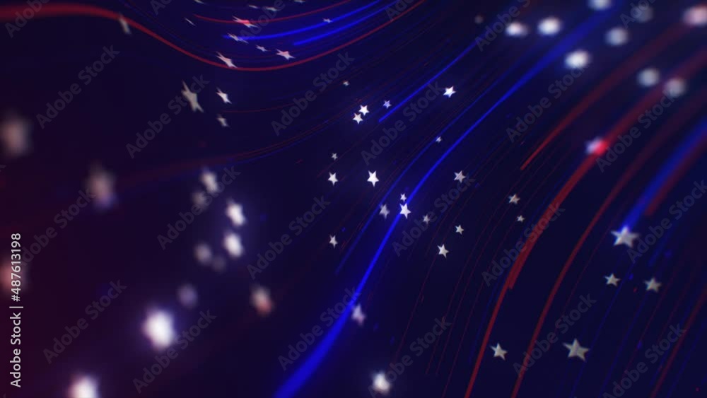 USA colors, white stars, red and blue stripes quick wavy abstract ...