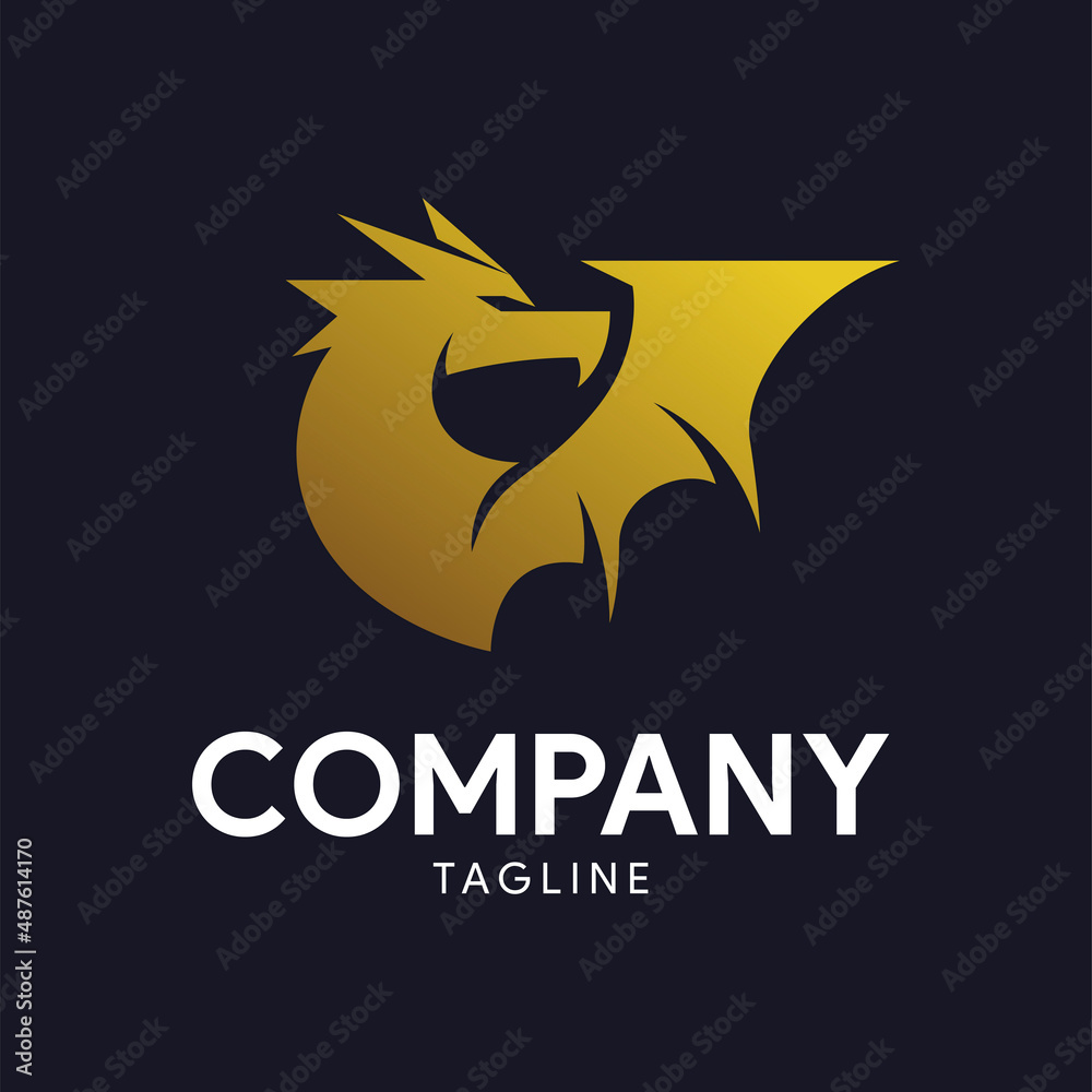 Luxury gold dragon logo design Stock Vector | Adobe Stock