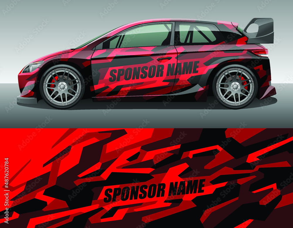 Car wrap vinyl racing decal ornament. Abstract geometric camouflage ...