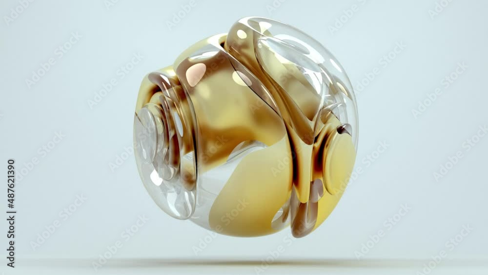 3d video of abstract art with surreal 3d organic alien ball or liquid ...