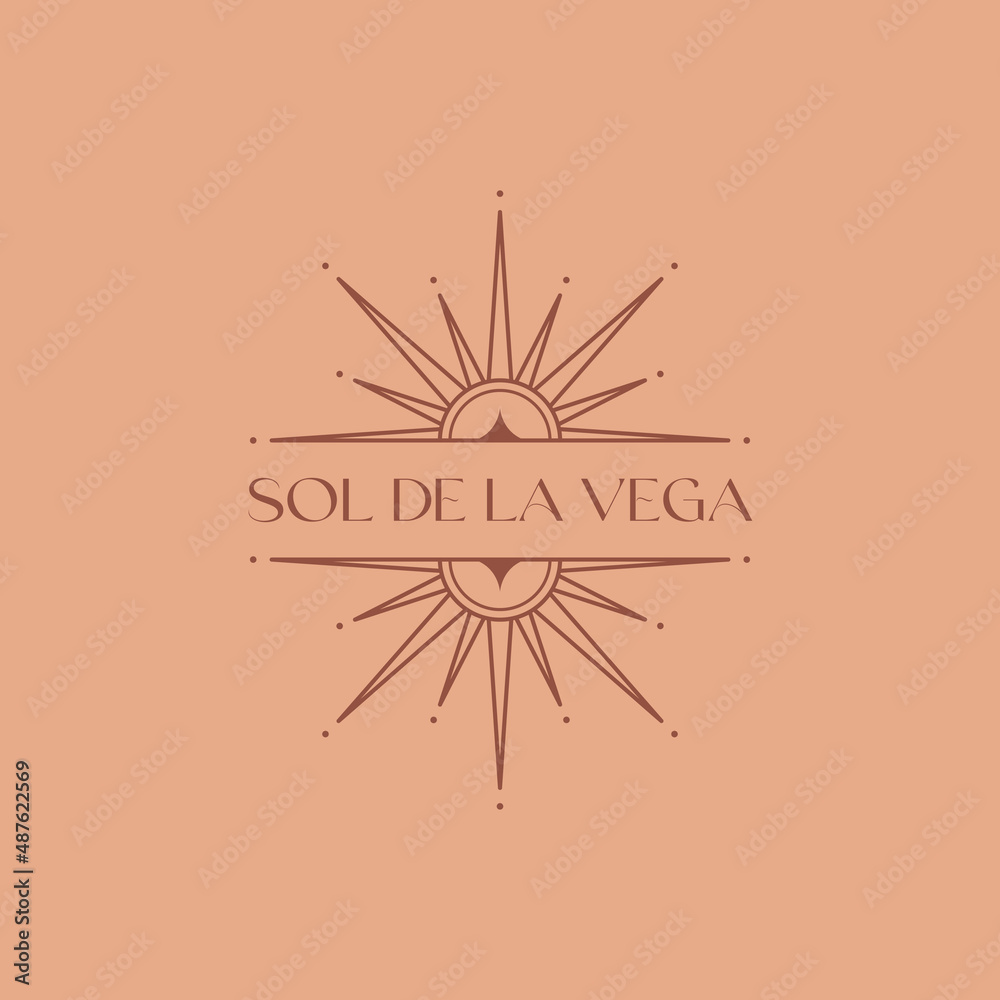 Vector bohemian logo design template with sun,star and sunburst.Boho ...
