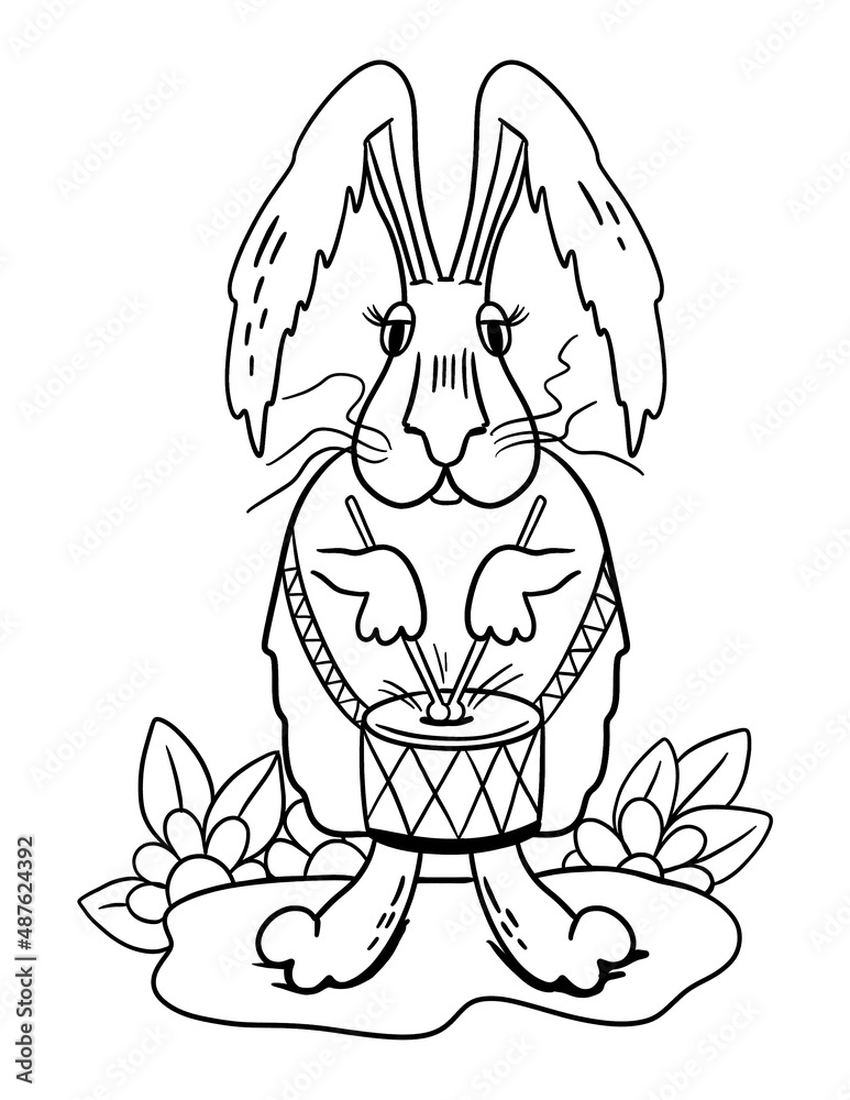 Line art coloring page on white backdrop. Zoo collection. Children ...