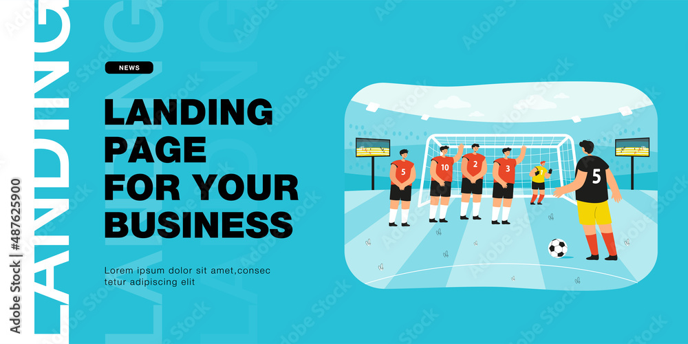 Soccer penalty kick flat vector illustration. Cartoon soccer players ...