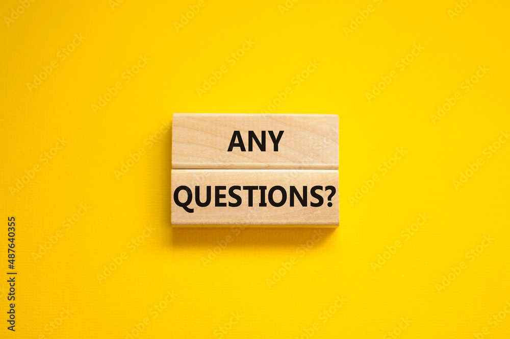 Any questions symbol. Concept words Any questions on wooden blocks on a ...