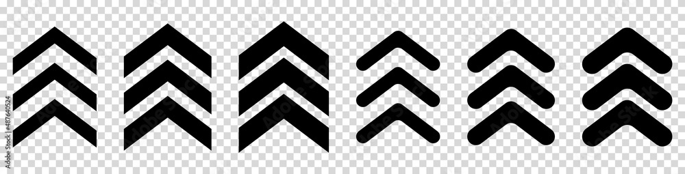 Set of chevron icons. Vector illustration isolated on transparent ...