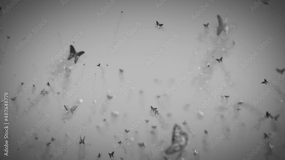 Magical butterflies of different colors fly, leaving behind a trail of ...