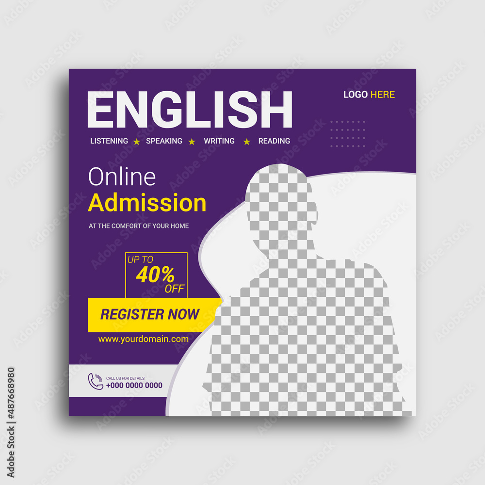 Study English Language online social media post design template ...