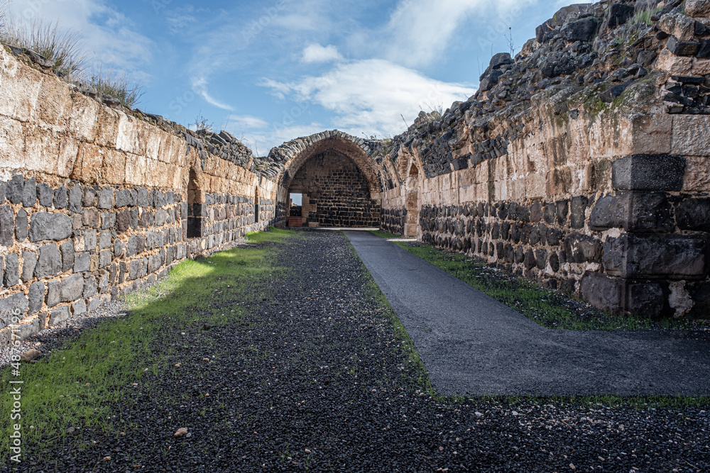Belvoir Crusader Castle interior view and ruins in Jordan Star National ...