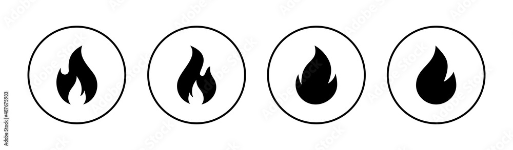 Fire icons set. fire sign and symbol Stock Vector | Adobe Stock