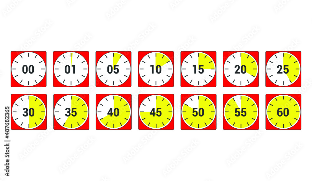 Countdown Timer vector icons . Stopwatch icons set in flat style ...
