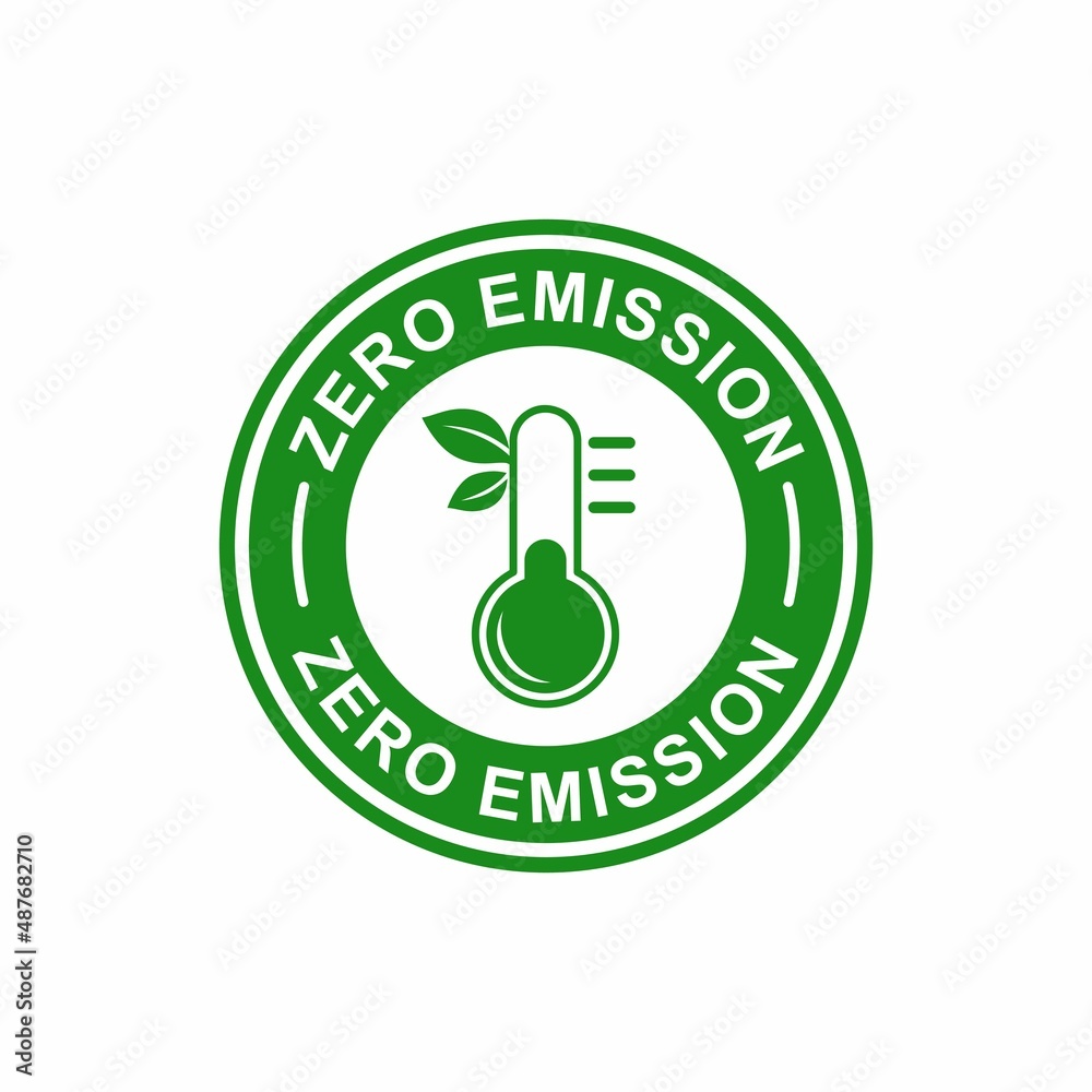 Vecteur Stock Zero emission with thermometer leaf badge logo design ...