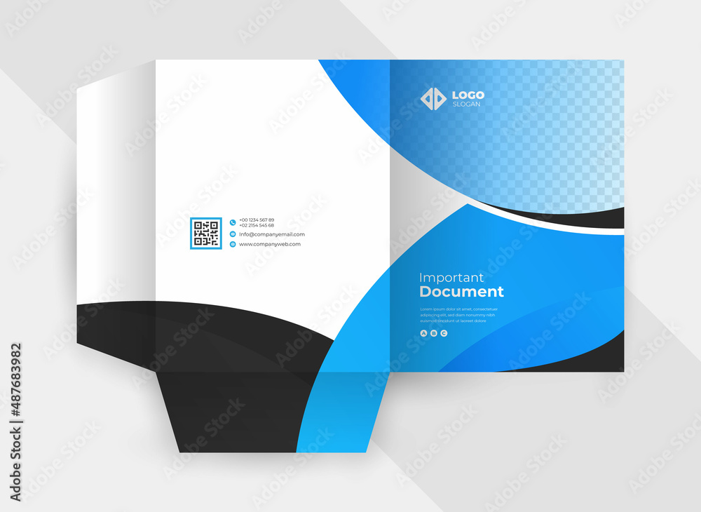 Pocket document folder template abstract design with red and black ...