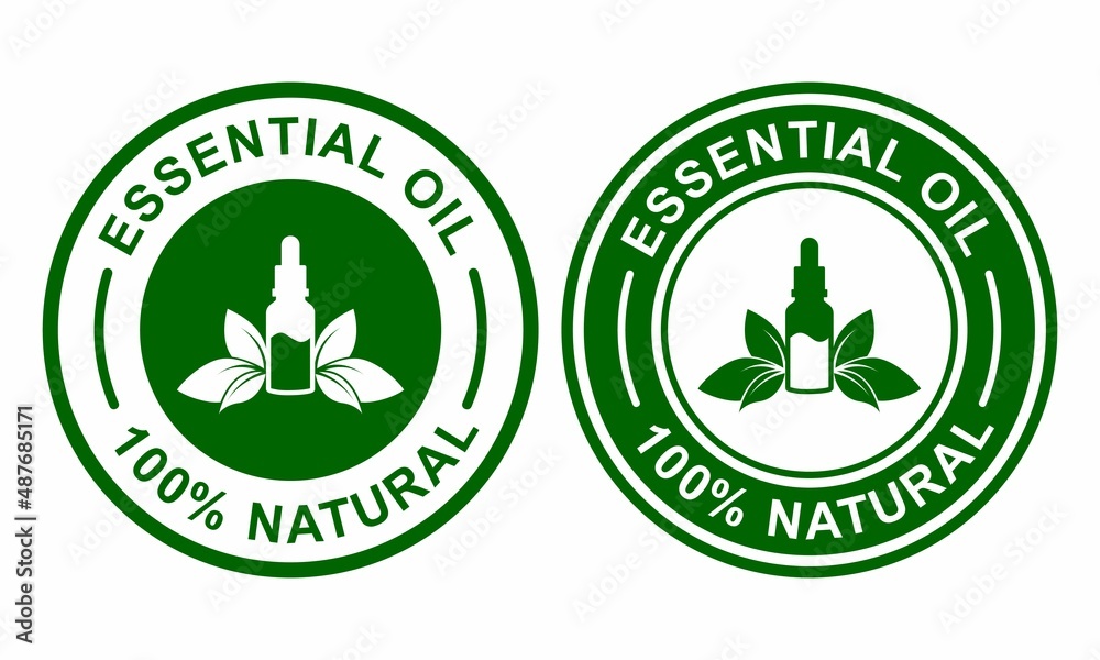 Essential oil 100% natural badge logo design. Suitable for beauty and ...