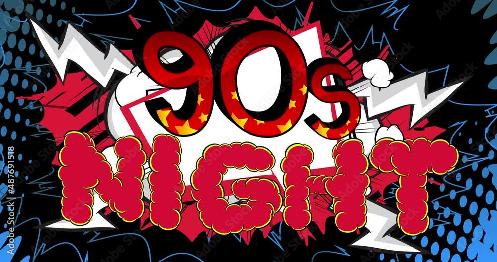 90s Night. Comic Book Words. Motion poster. 4k animated words, text ...