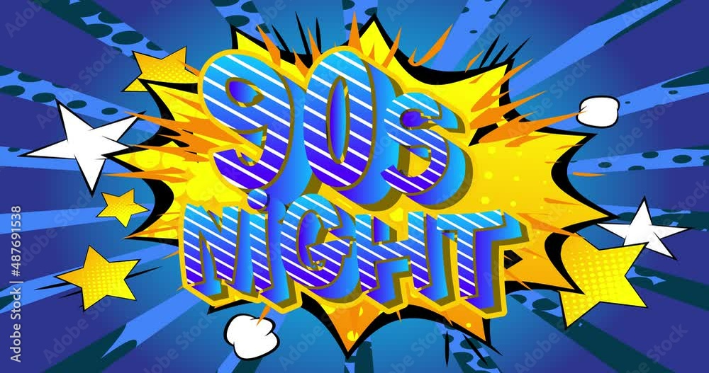 90s Night. Comic Book Words. Motion poster. 4k animated words, text ... 90s Night. Comic Book Words. Motion poster. 4k animated words, text ...