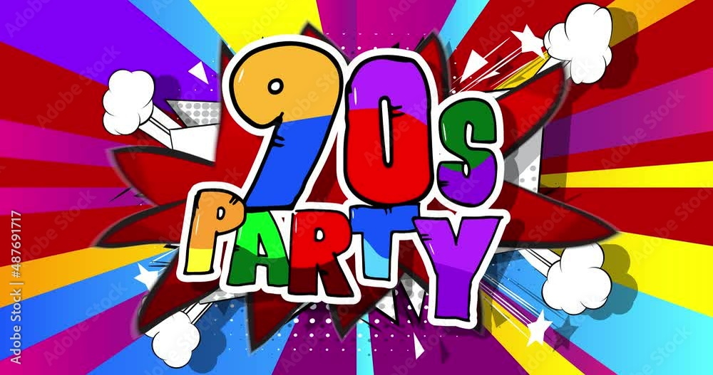 90s Party. Green Yellow Comic Book words. Motion poster. 4k animated ... 90s Party. Green Yellow Comic Book words. Motion poster. 4k animated ...
