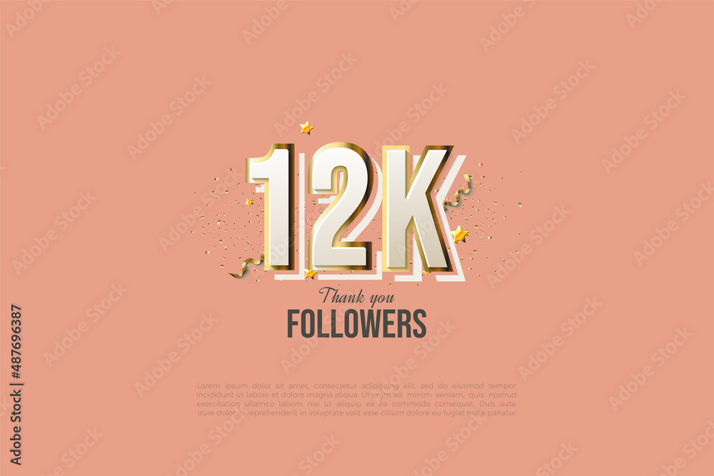 12k followers background with numbers illustration. Stock Vector ...
