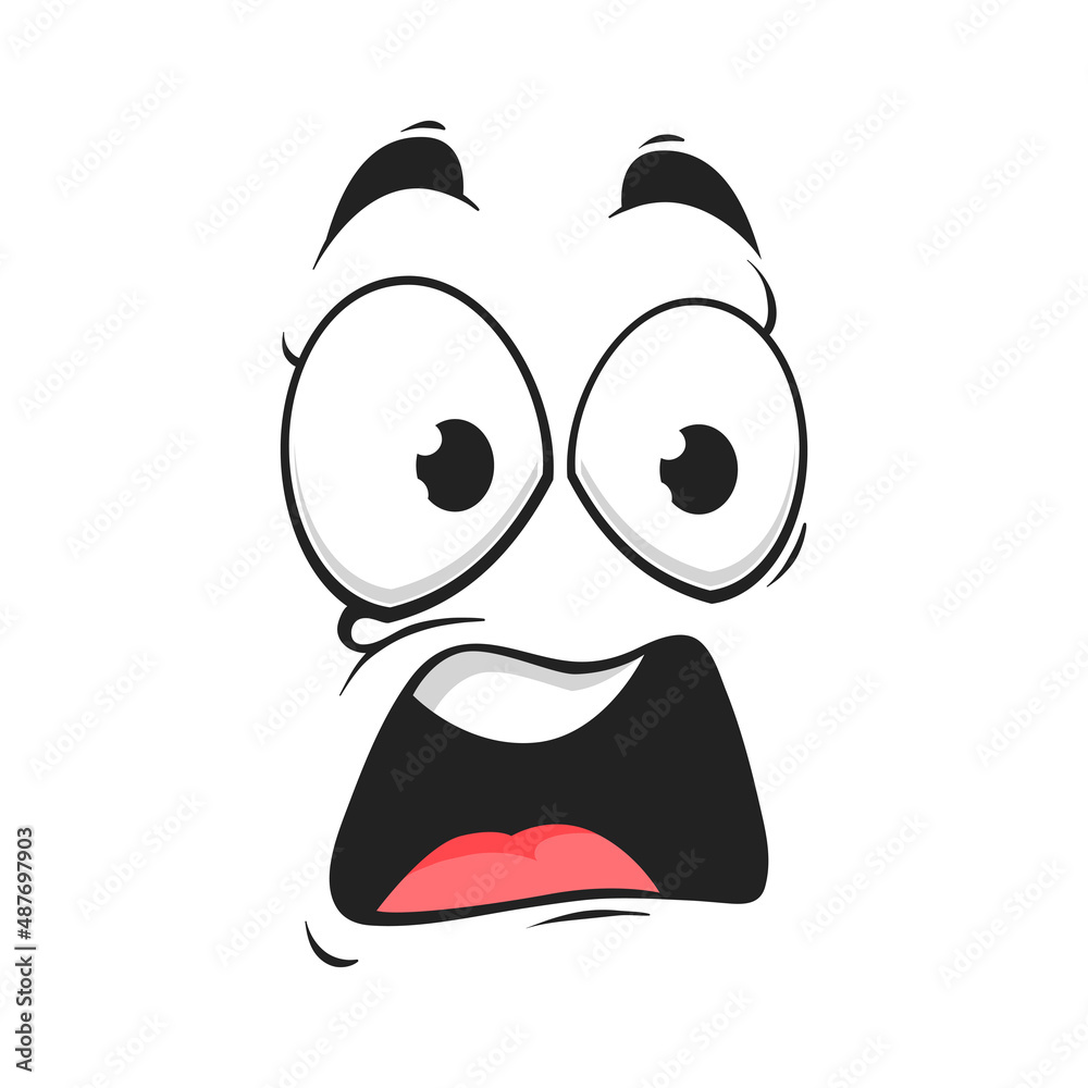 Cartoon surprised face, funny vector character, astonished emoji ...