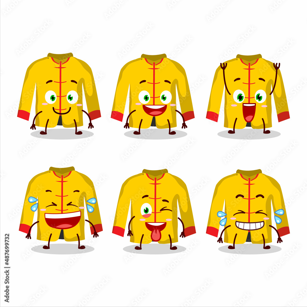 Cartoon character of yellow chinese traditional costume with smile ...