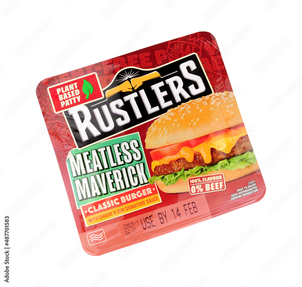 Rustlers meatless maverick plant based patty formed from pea protein in ...