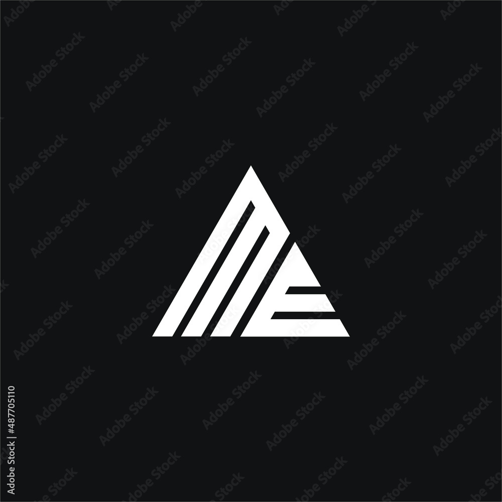 M and E letter with triangle logo concept vector stock illustration ...