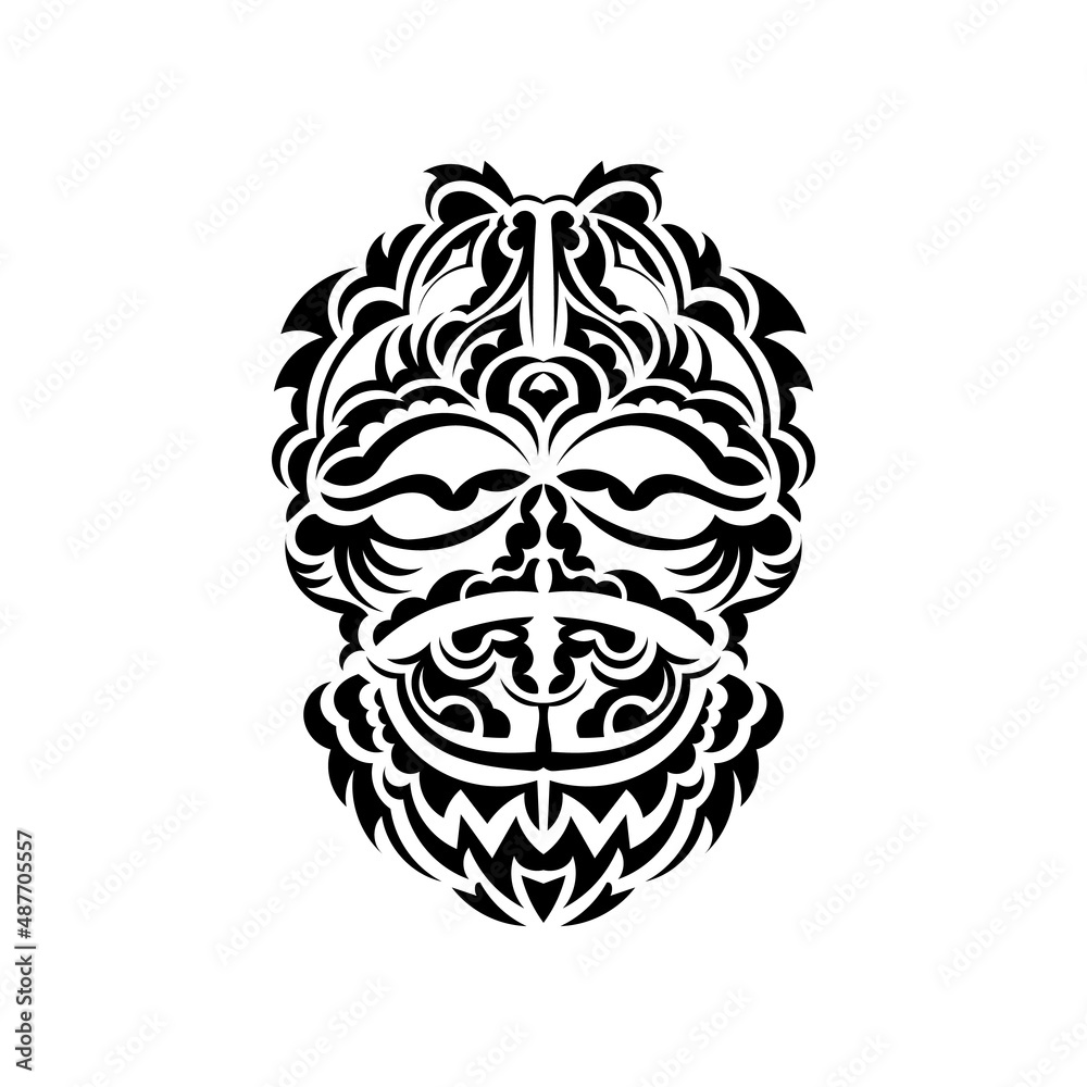 Tribal mask. Monochrome ethnic patterns. Black tattoo in samoan style ...