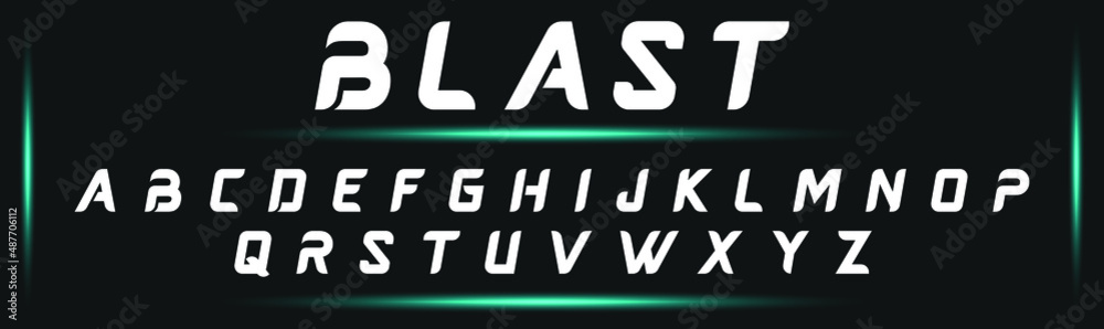 BLAST Tech Modern Alphabet Letter Font. Typography luxury style fonts ...
