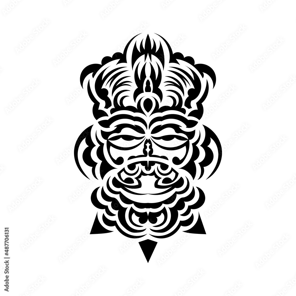 Tribal mask. Traditional totem symbol. Black tattoo in samoan style ...