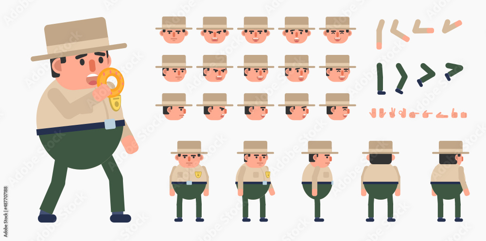 Forest ranger, policeman, police officer in uniform creation kit ...