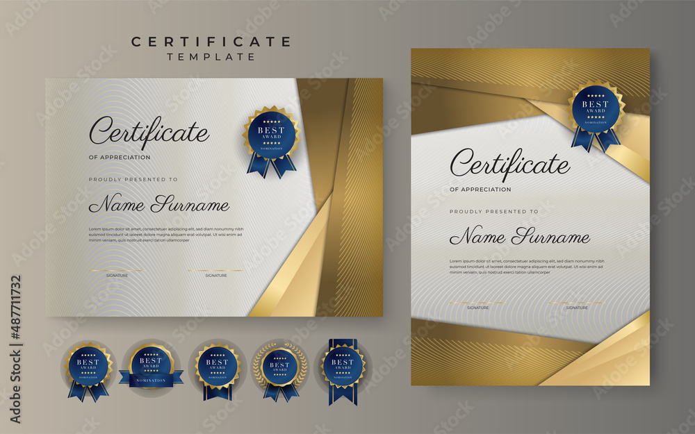 Premium gold certificate of achievement border template with luxury ...