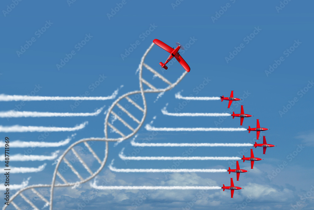 Air pollution and DNA concept as an airplane with smoke shaped as a ...