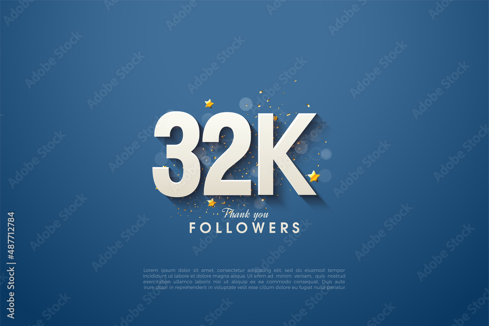 32k followers background with numbers illustration. Stock Vector ...