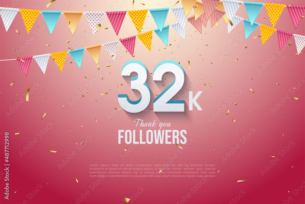 32k followers background with numbers illustration. Stock Vector ...