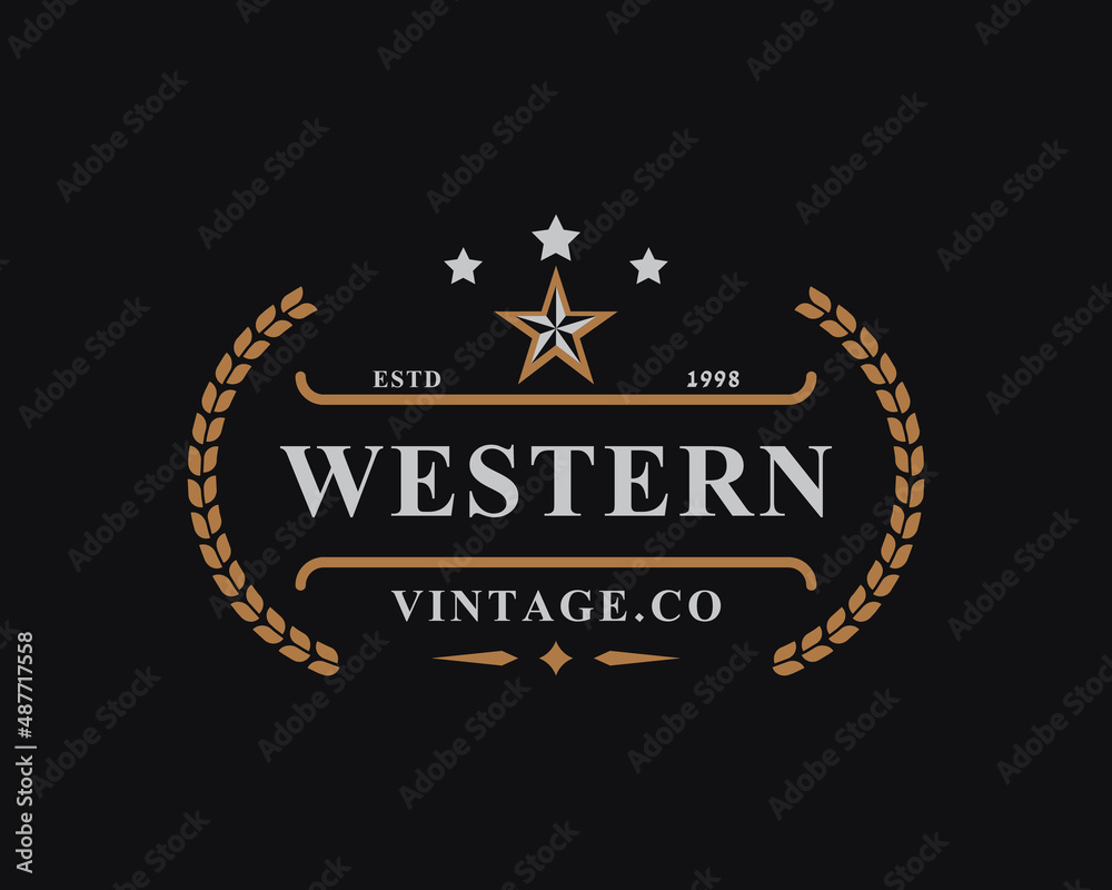 Vintage Retro Badge for Western Country Emblem Texas Logo Design ...