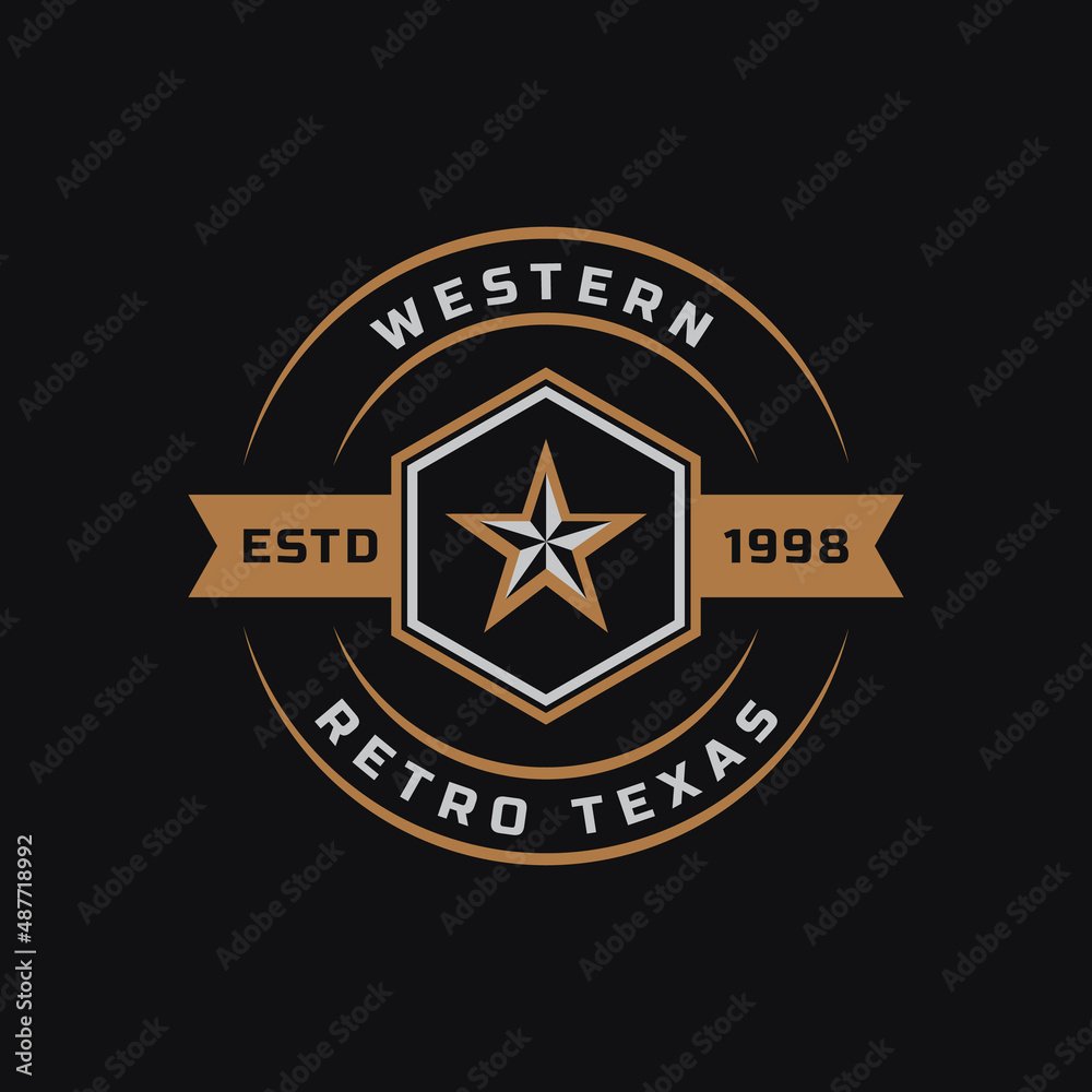 Vintage Retro Badge for Western Country Emblem Texas Logo Design ...