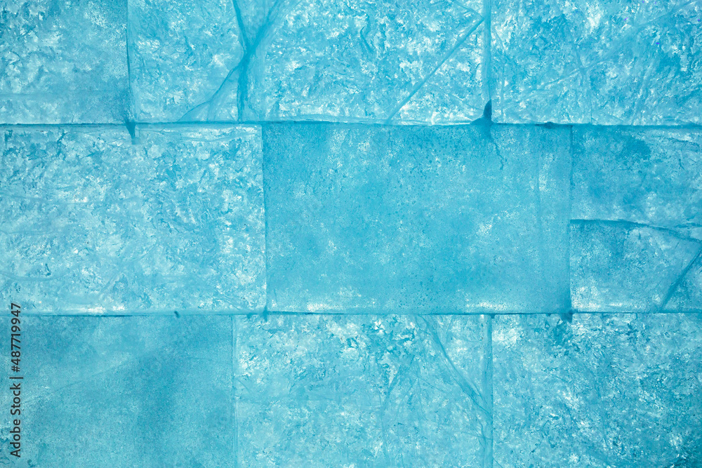 Ice block wall as texture or background. Cold frost transparent bricks ...